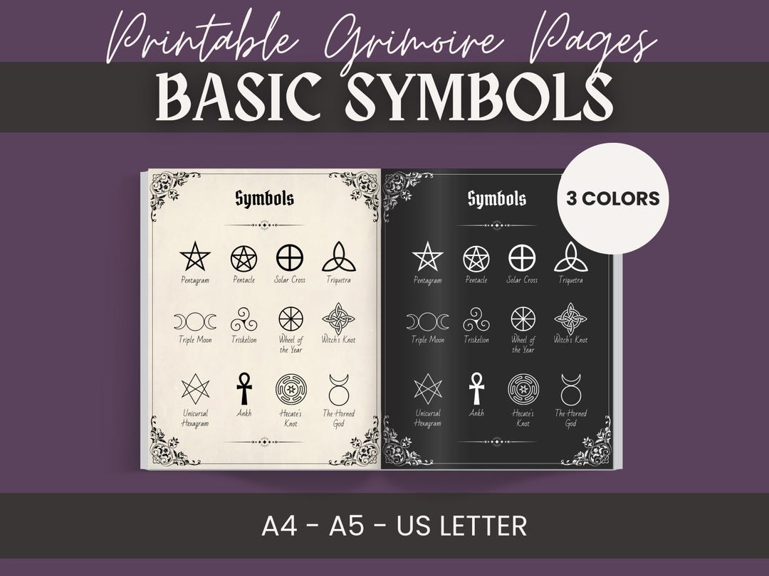 Printable Wicca Symbols Grimoire Page | Witchcraft Basics (digital ...