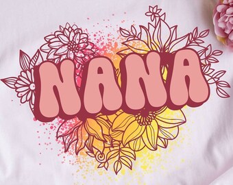 Retro Flowers Nana Png Nana Png Floral Nana Png Sublimation - Etsy