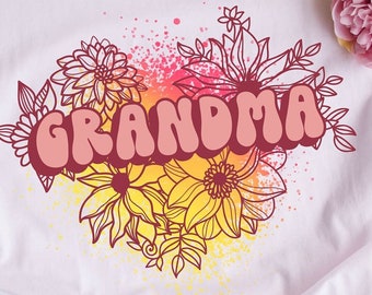 Retro Flowers Nana Png Nana Png Floral Nana Png Sublimation - Etsy