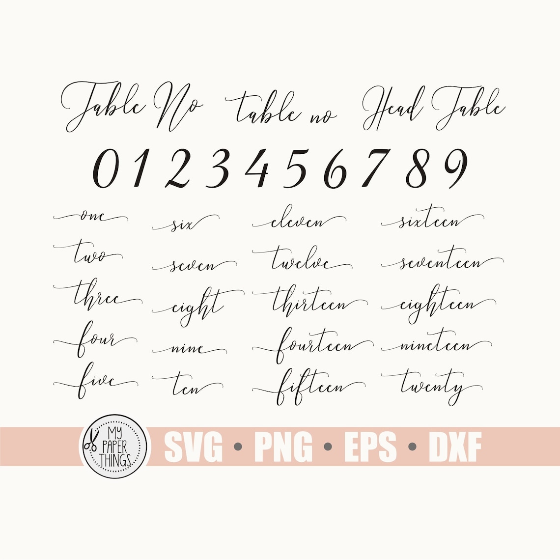 Table Numbers Svg Wedding Table Numbers Svg Numbers for - Etsy
