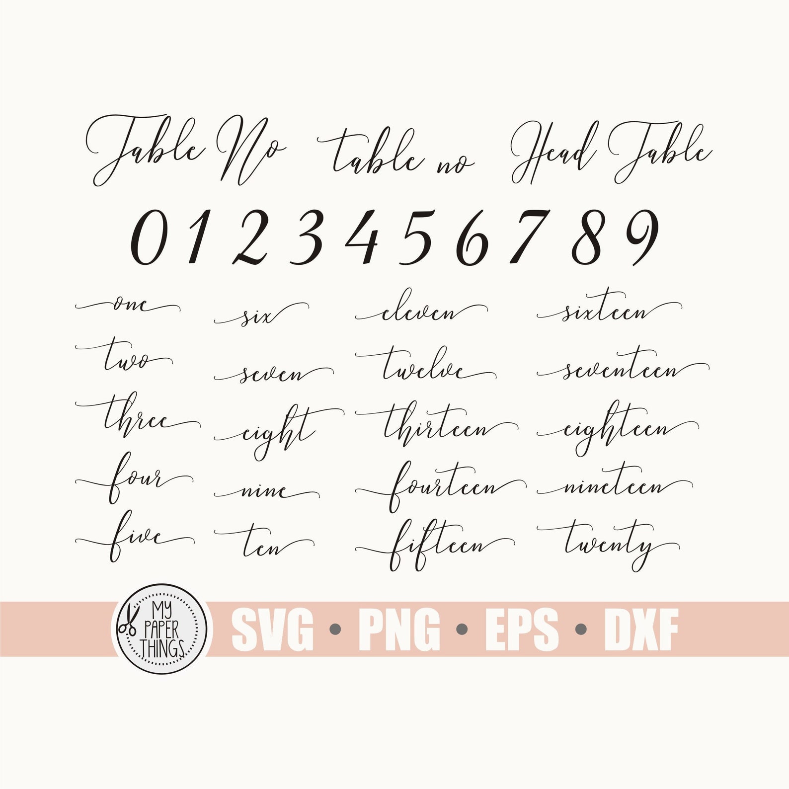 Table Numbers Svg Wedding Table Numbers Svg Numbers for - Etsy