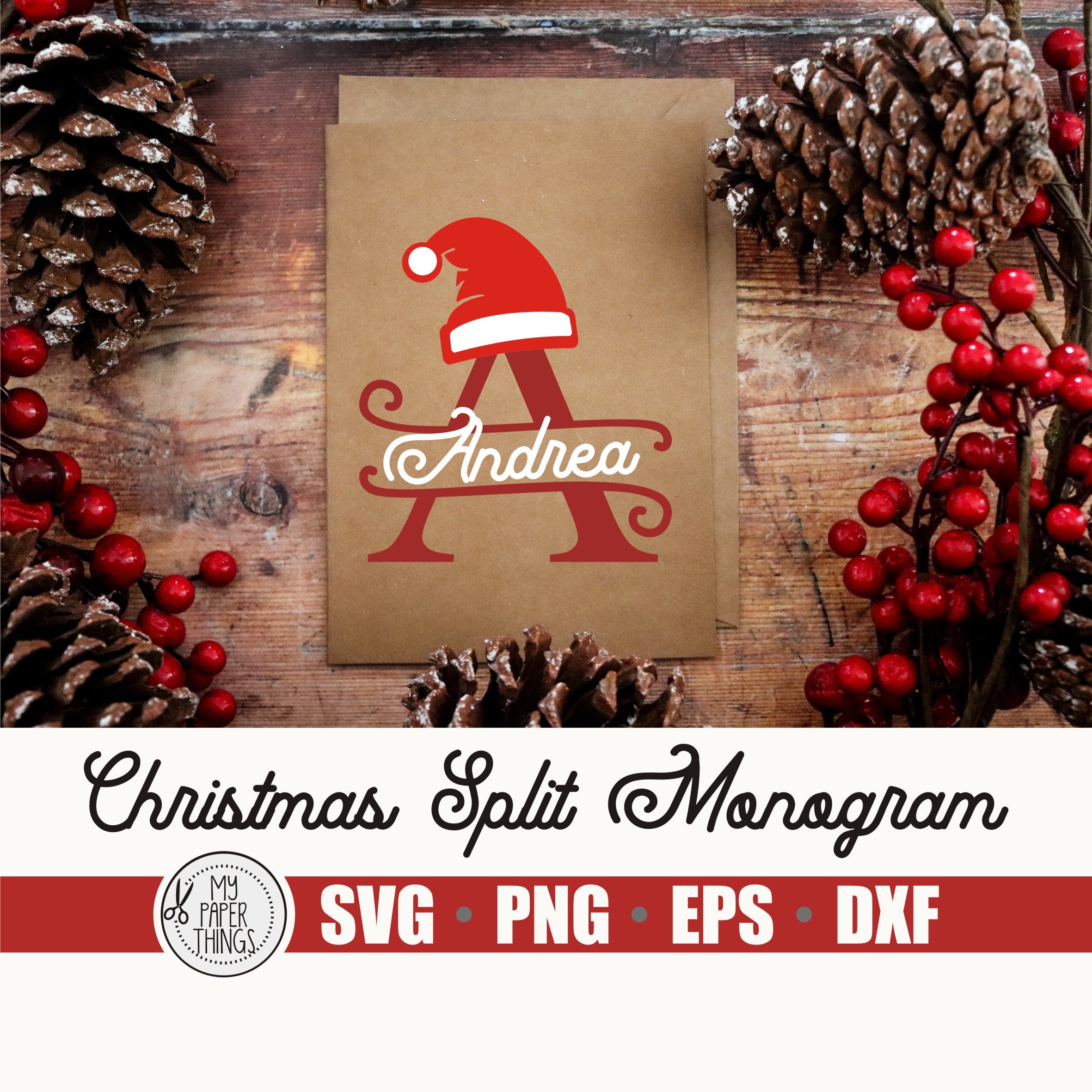 Christmas Split Monogram SVG Monogram Letters Svg Santa - Etsy