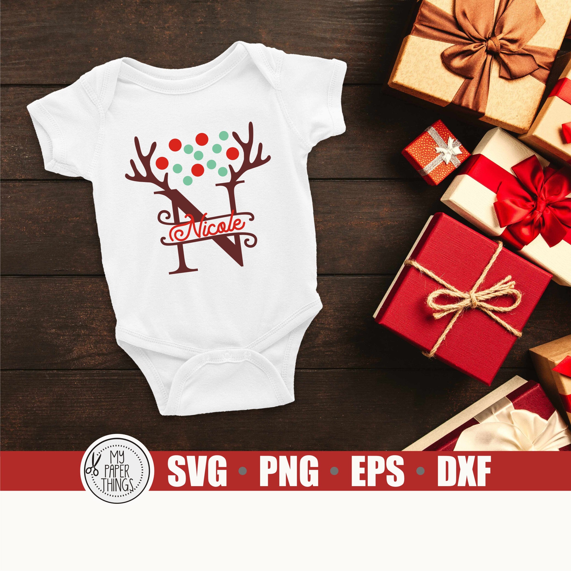 Christmas Split Monogram SVG Alphabet | Reindeer Alphabet SVG Cut File ...