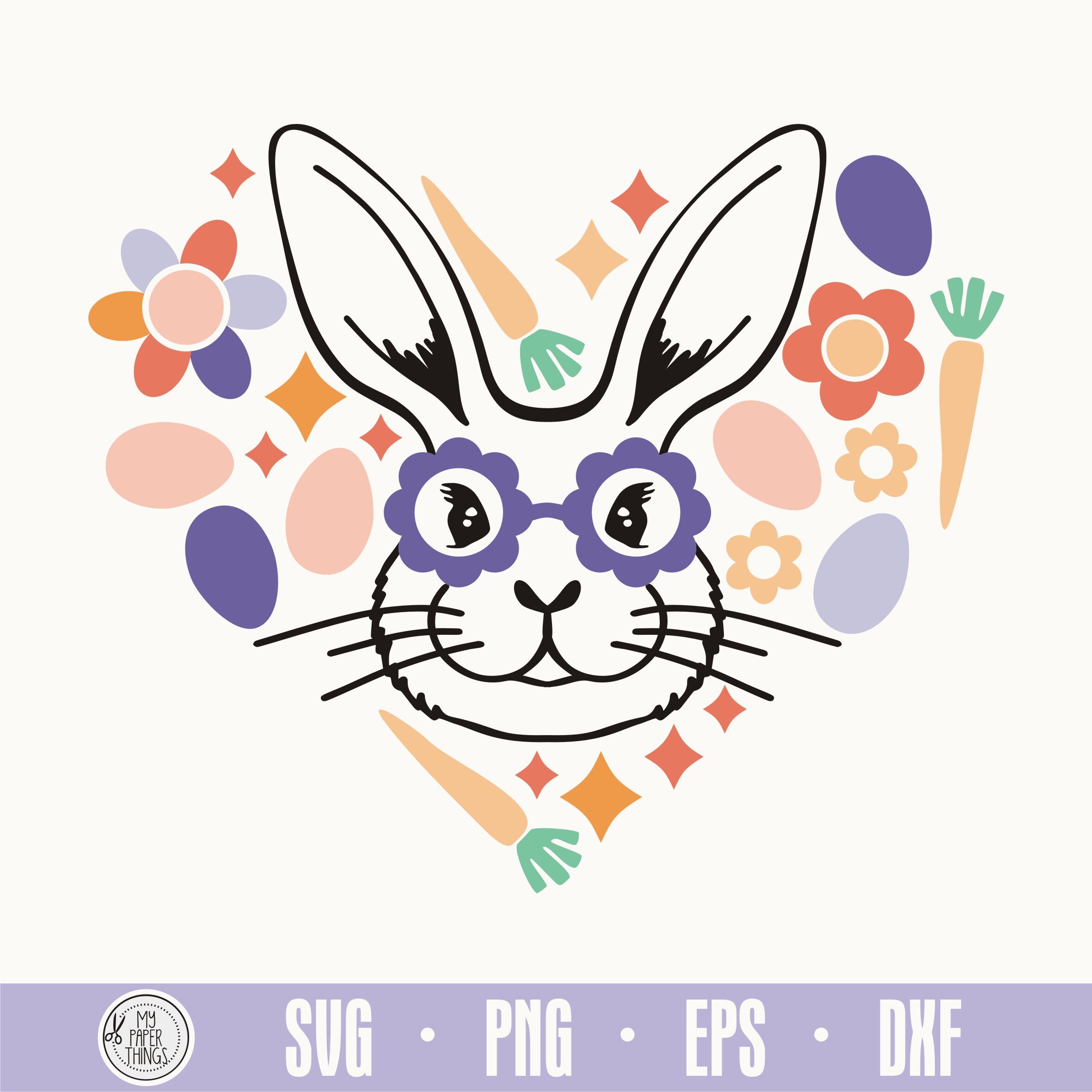 Easter Bunny With Glasses Svg Retro Easter Svg Happy - Etsy