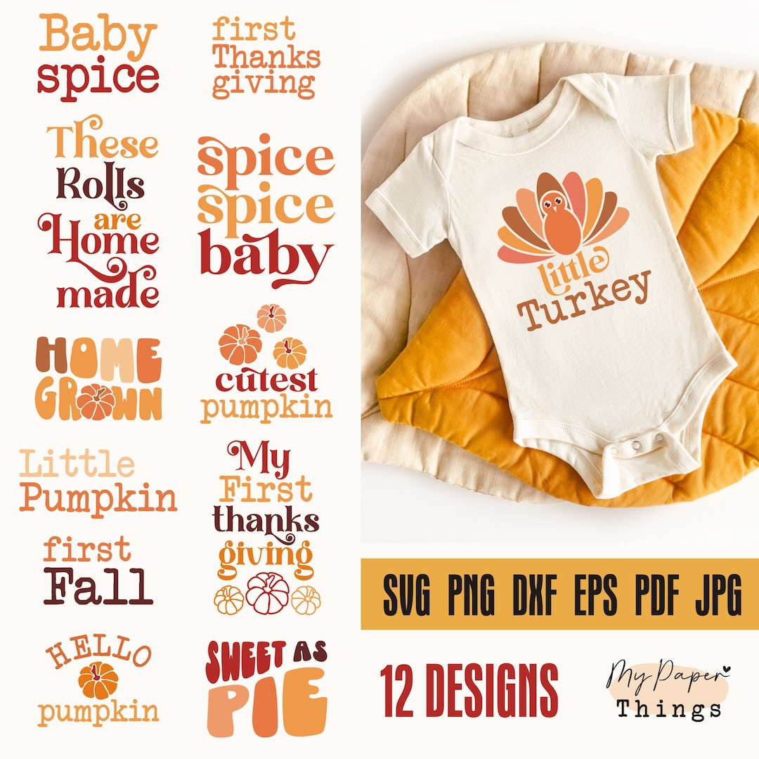 Baby Thanksgiving SVG Bundle | Baby Fall SVG | First Thanksgiving Svg ...