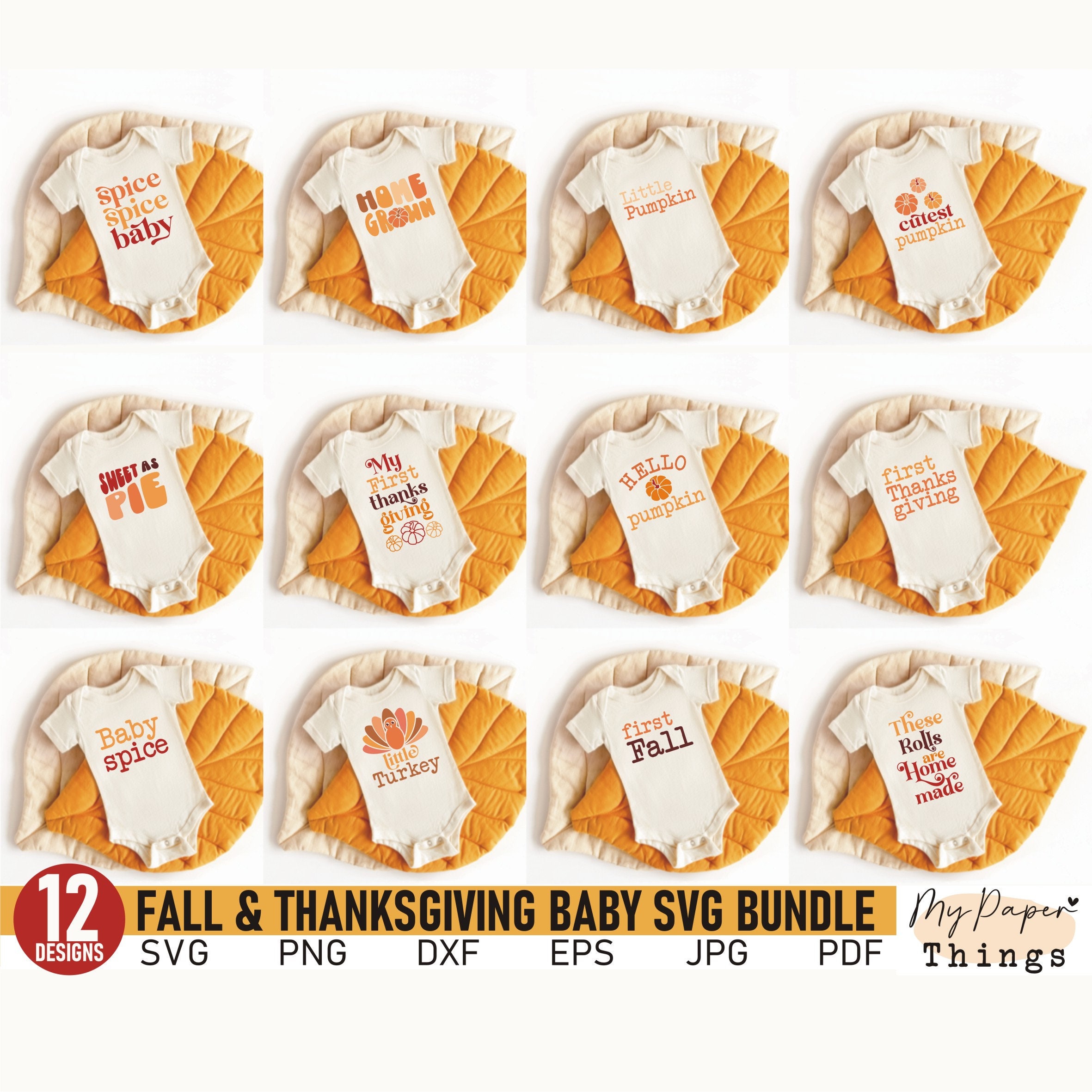 Baby Thanksgiving SVG Bundle | Baby Fall SVG | First Thanksgiving Svg ...