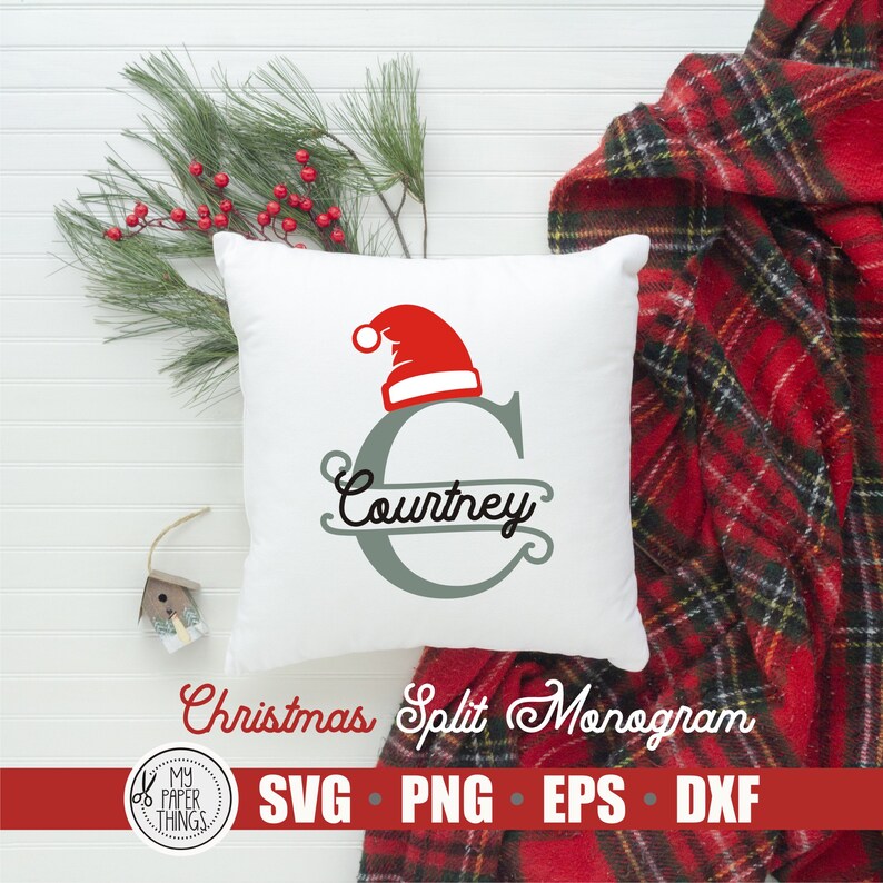 Christmas Split Monogram SVG Monogram Letters Svg Santa - Etsy