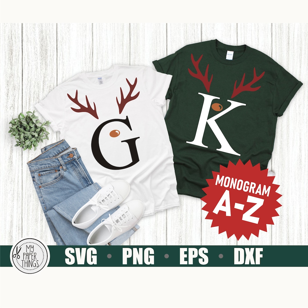 Christmas Monogram SVG Bundle Reindeer Alphabet SVG Cut File Rudolph ...
