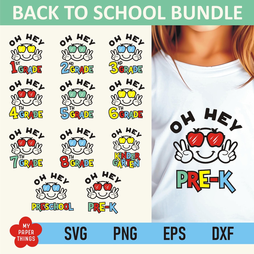 Oh Hey School Svg Bundle, Back to School Svg, Teacher Png, First Grade ...