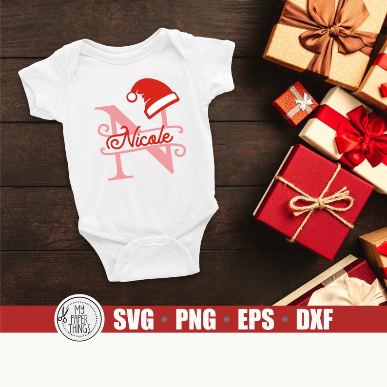 Christmas Split Monogram SVG | Monogram Letters Svg | Santa Hat Svg - Etsy