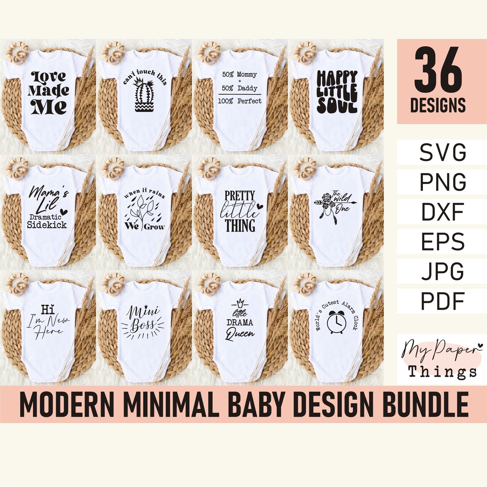 Modern Minimalist Baby SVG Bundle Boho Baby Svg Funny - Etsy