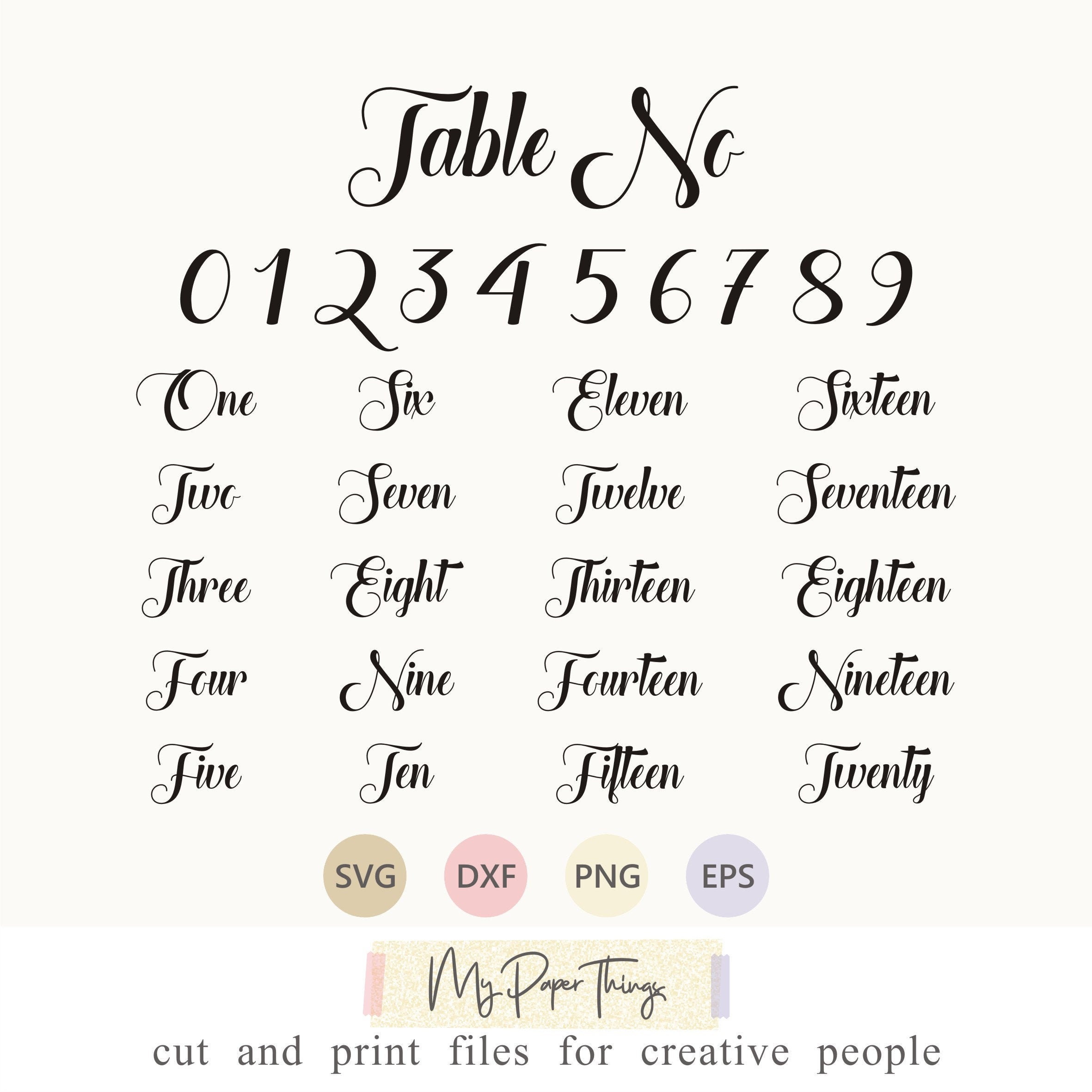 Table Numbers Svg Wedding Table Numbers Svg Numbers for - Etsy