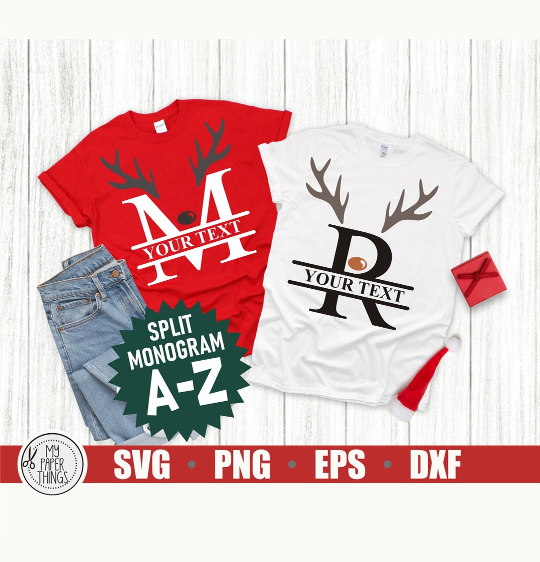 Christmas Split Monogram SVG Bundle Reindeer Alphabet SVG Cut File ...