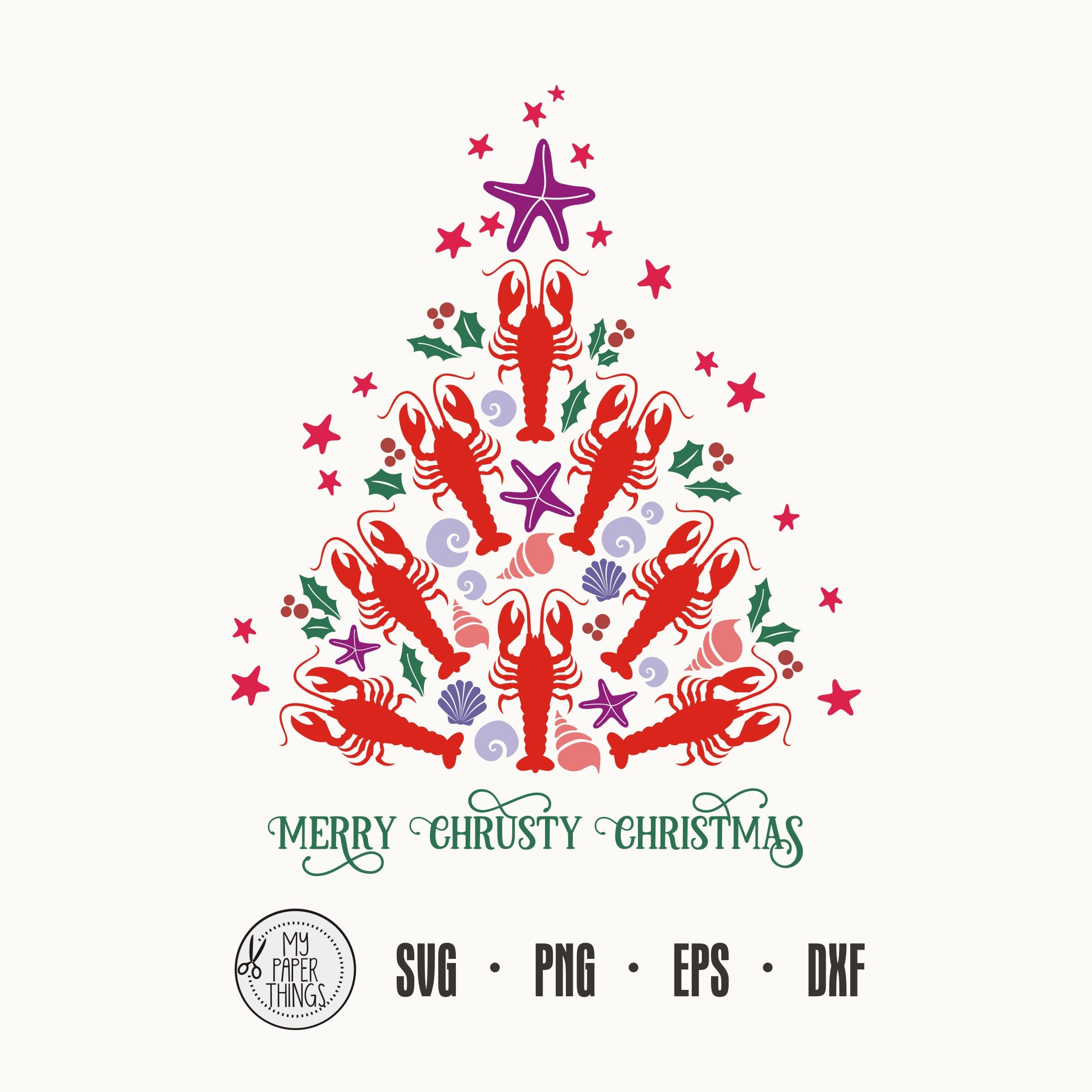Lobster Svg | Crustacean Christmas Tree Svg | Crustaceancore Christmas ...