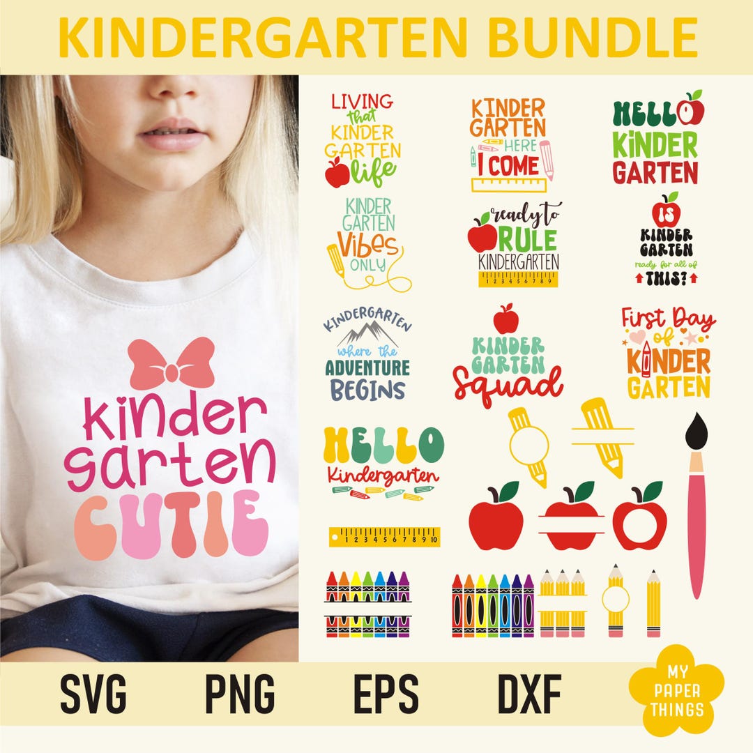 Kindergarten SVG Bundle Back to School Designs for Kids Shirts Svg Png ...