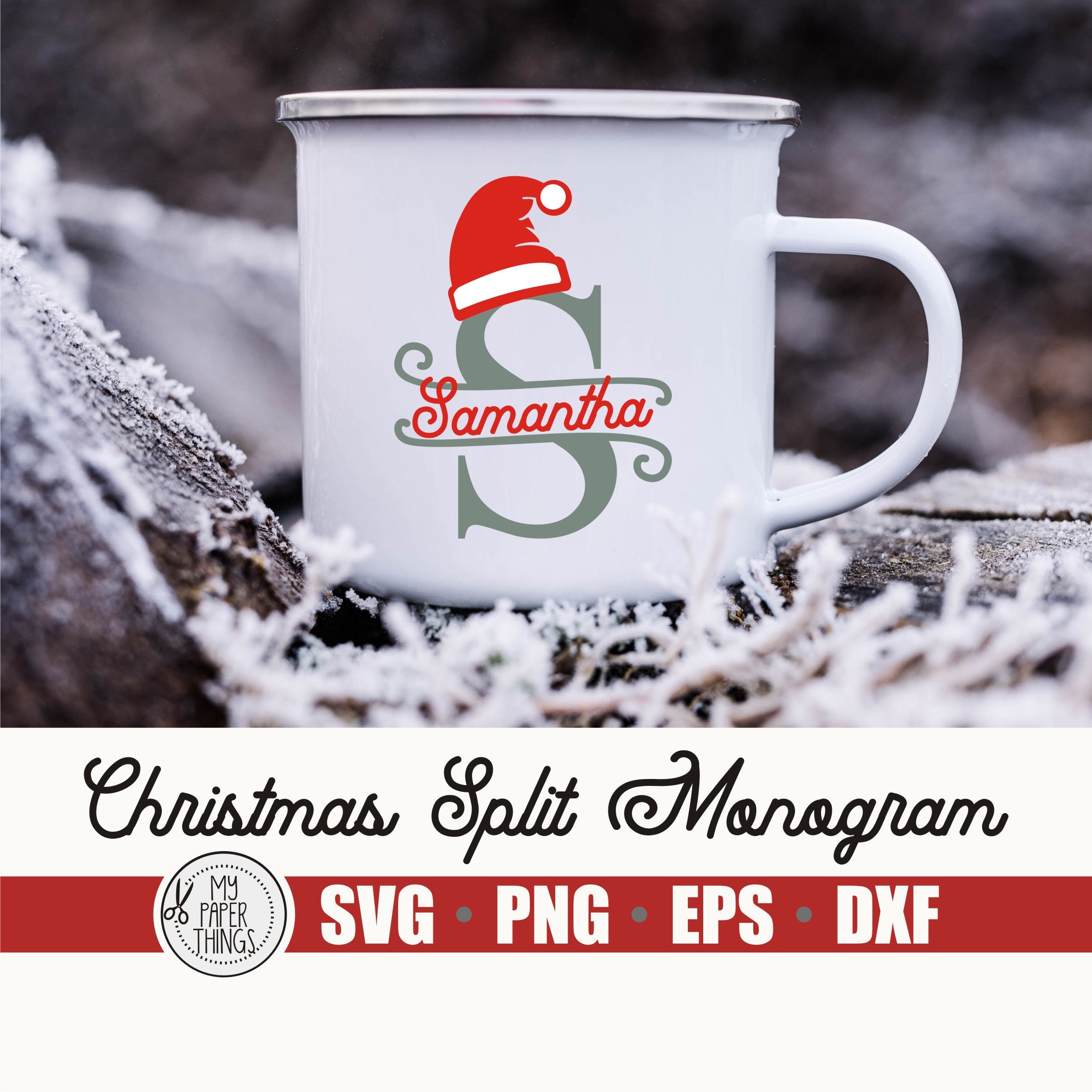 Christmas Split Monogram SVG Monogram Letters Svg Santa - Etsy