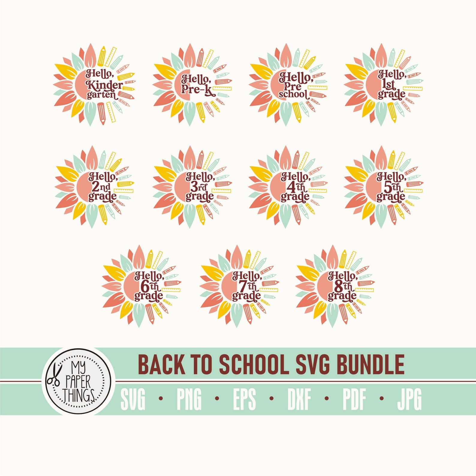 Back to School Svg Bundle First Day of School SVG Eps - Etsy