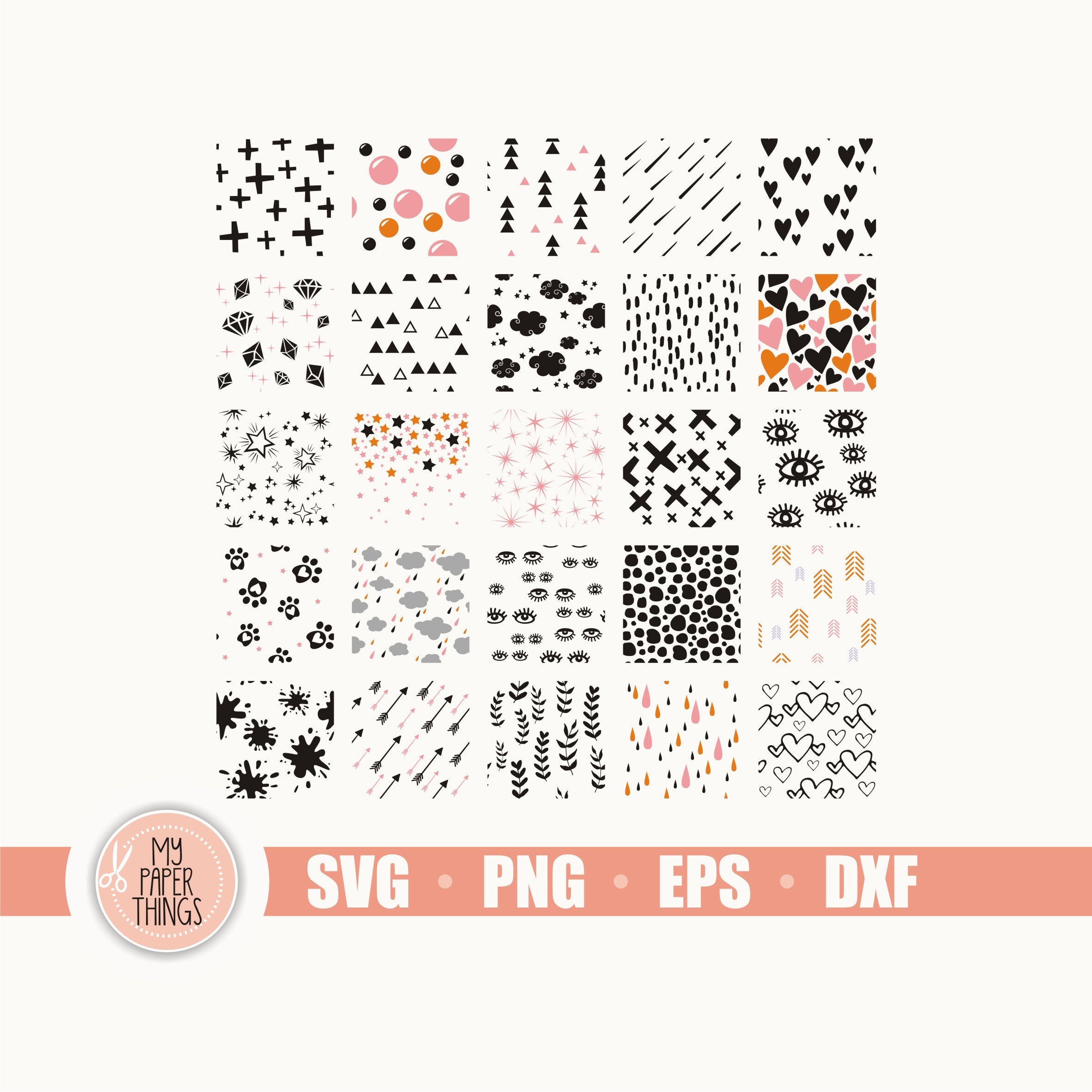 Seamless Pattern SVG Background SVG Bundle Heart SVG Paint - Etsy