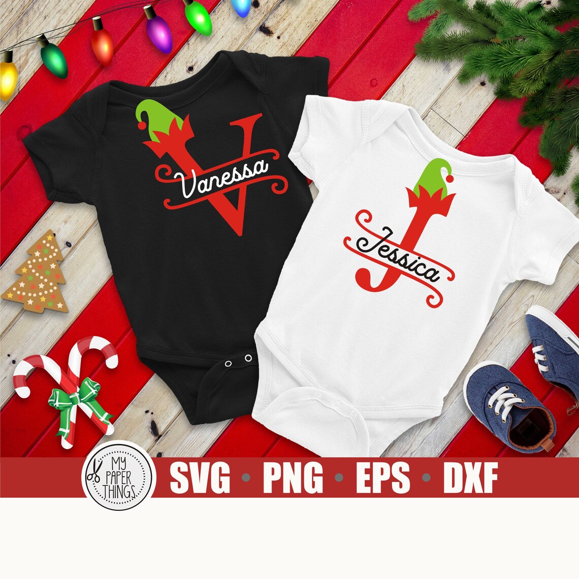 Christmas Split Monogram SVG Alphabet Elf Alphabet SVG Cut | Etsy