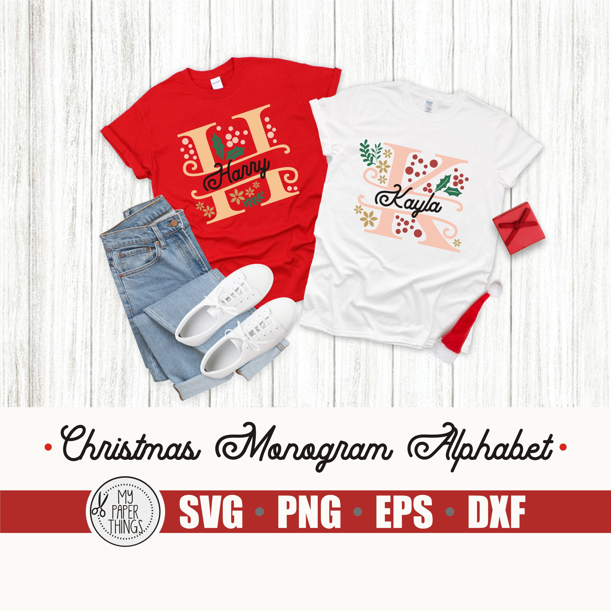 Christmas Split Monogram SVG Alphabet Christmas Alphabet SVG | Etsy