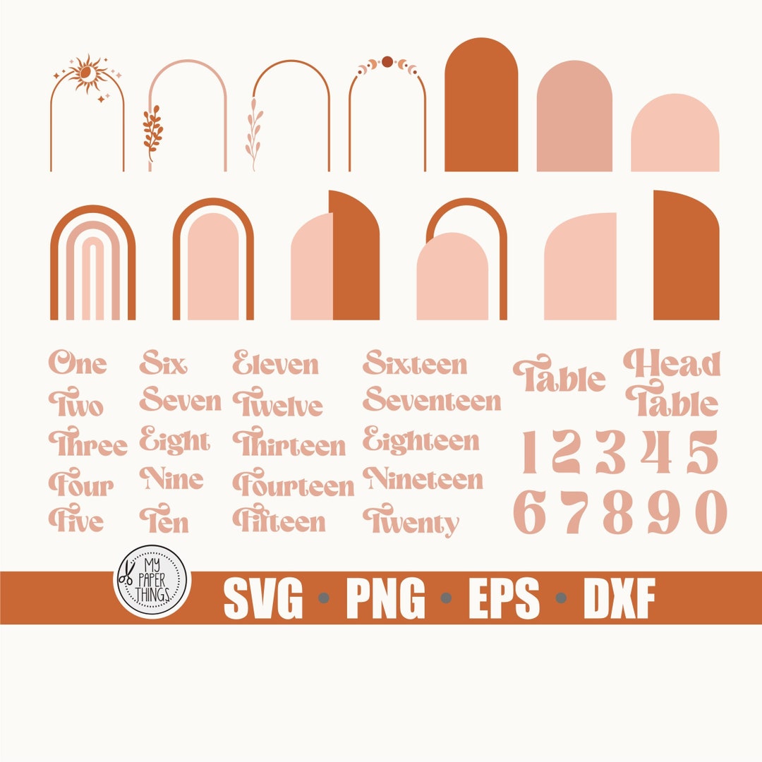 Arch Table Numbers Svg | Boho Chiara Arch Svg | Arch Sign Template SVG ...
