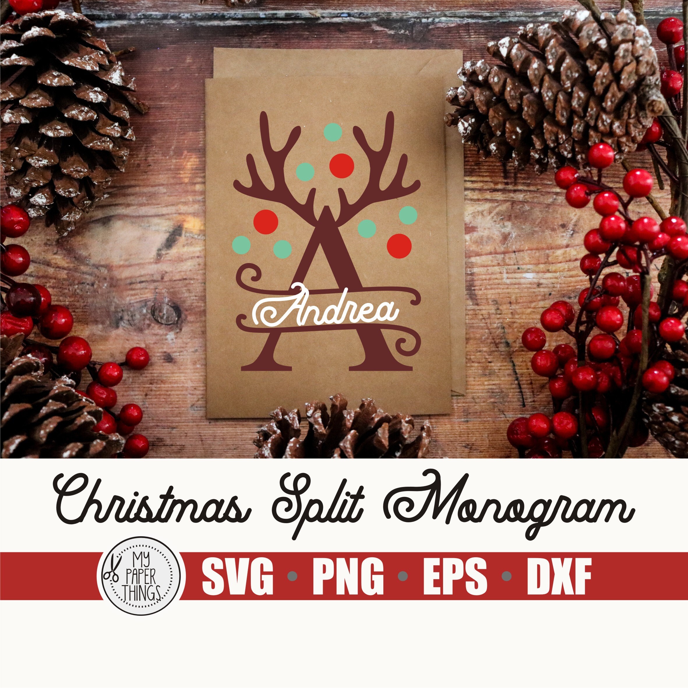 Christmas Split Monogram SVG Alphabet Reindeer Alphabet SVG | Etsy