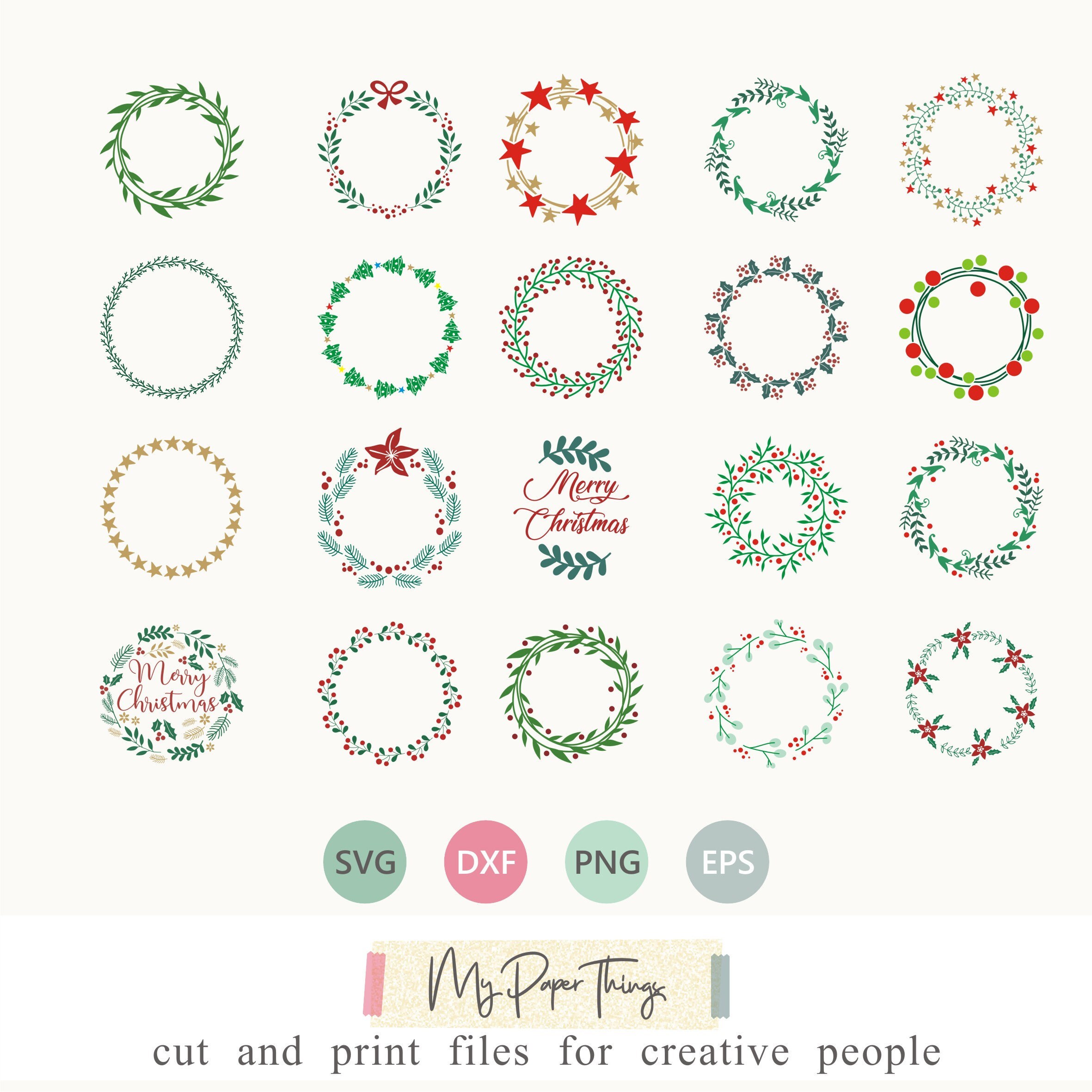 Wreath SVG Bundle Holly Christmas Wreath Svg Xmas Svg Merry - Etsy