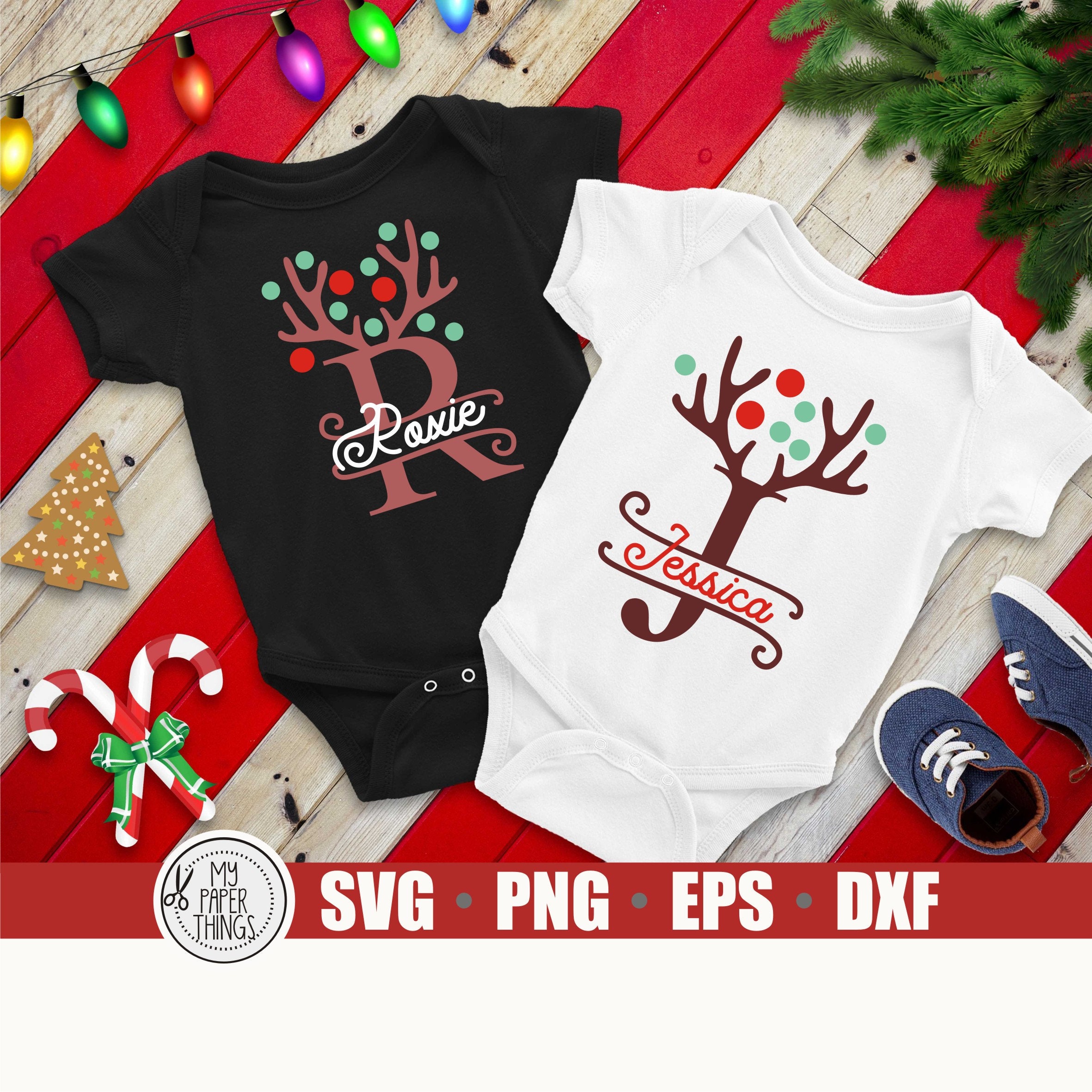 Christmas Split Monogram SVG Alphabet Reindeer Alphabet SVG | Etsy