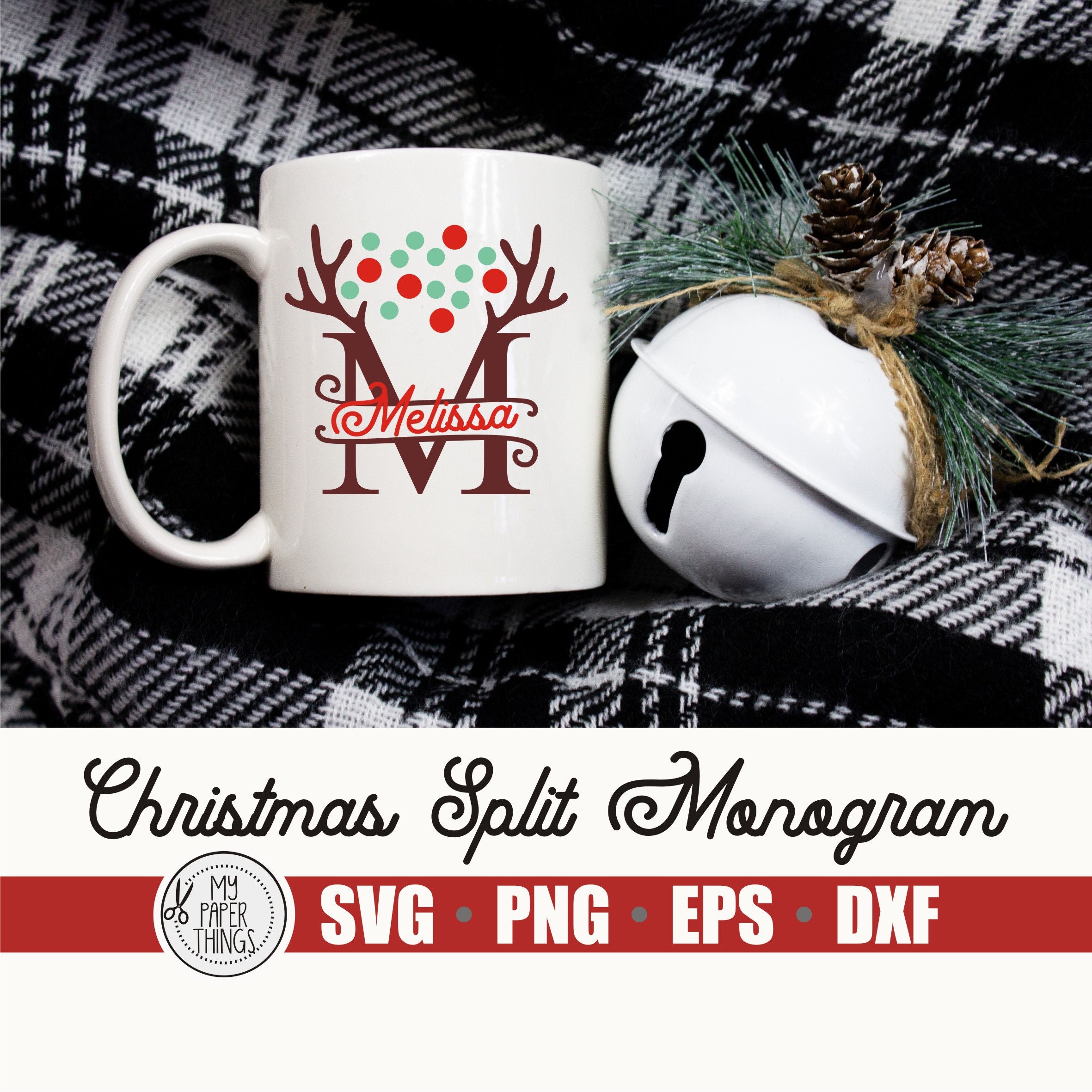 Christmas Split Monogram SVG Alphabet | Reindeer Alphabet SVG Cut File ...