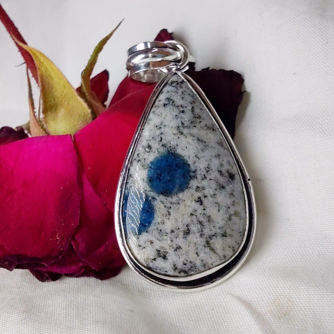 Handmade K2 Granite Pendant | Pear-shaped Sterling Silver Necklace - Etsy