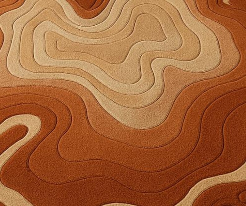 Handmade Topographic Rug – Modern 3D Layered Abstract Carpet in Earth ...