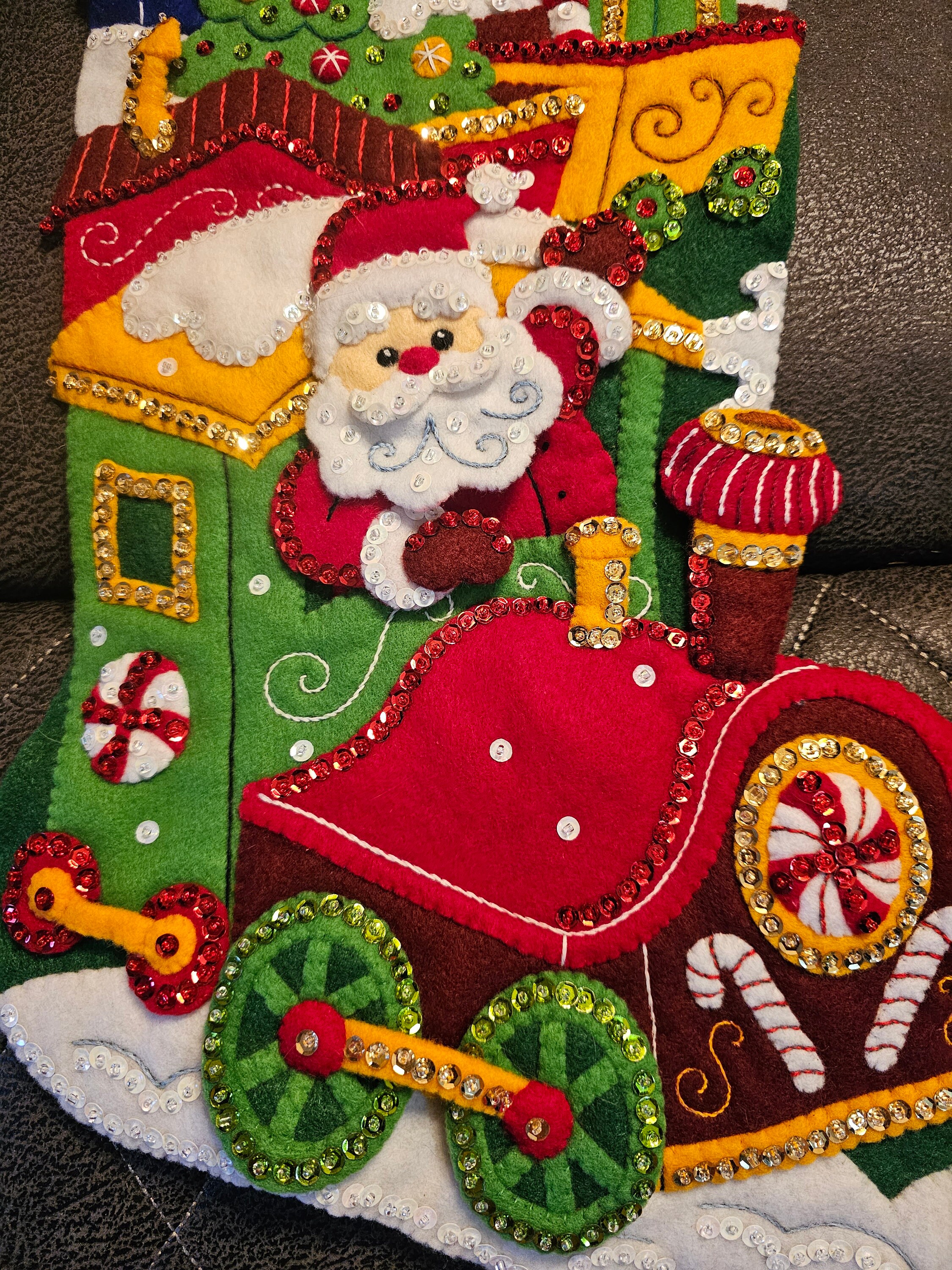 Finished Felt Christmas Stocking santas Peppermint Express 18 Inch - Etsy