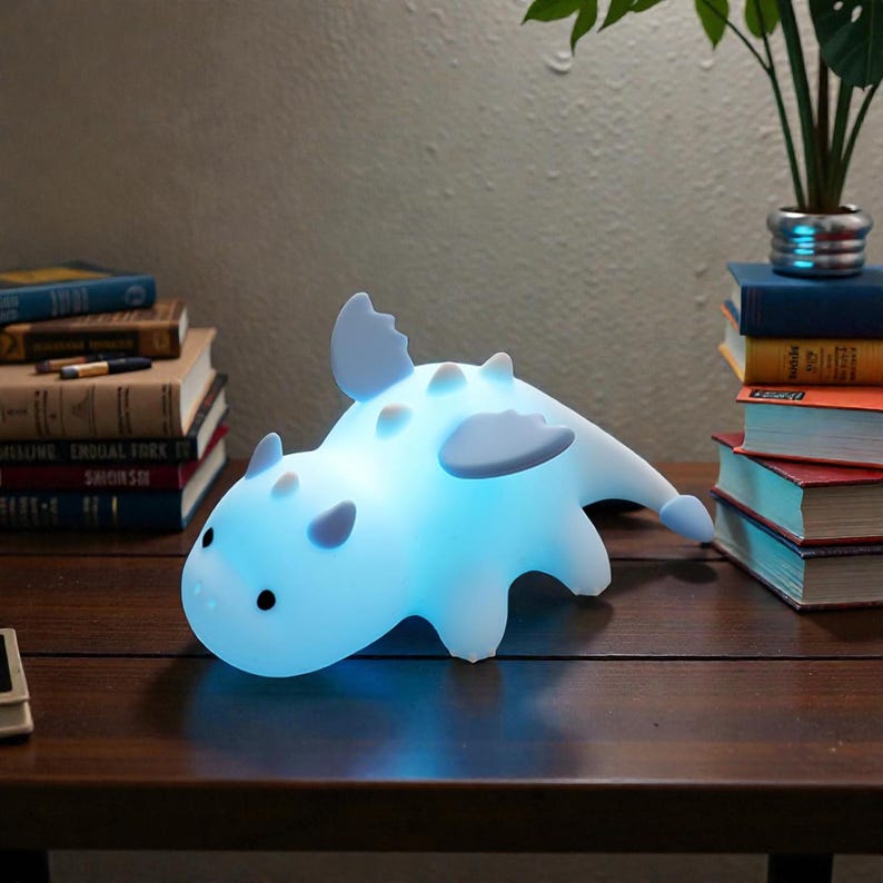 Baby Dragon Night Light Silicone Color Changing Dimmable Kids Room Lamp ...
