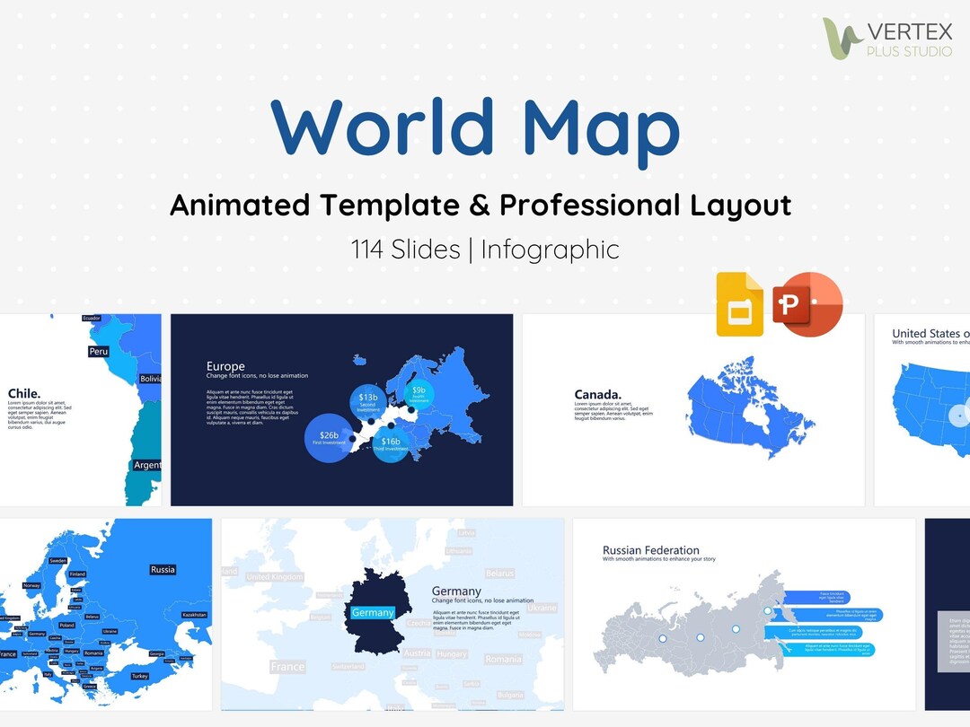 World Map Animated Powerpoint Template | Infographic | High-end ...