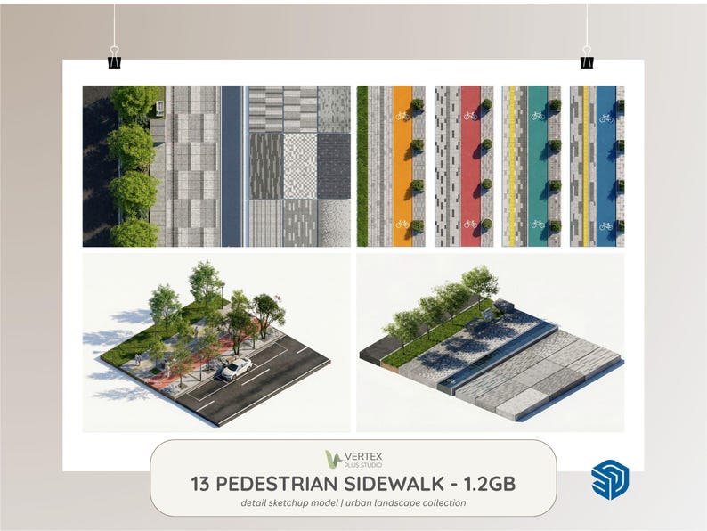 13 Pedestrian Sidewalk Collection | 1.2 GB Detail Sketchup Model ...