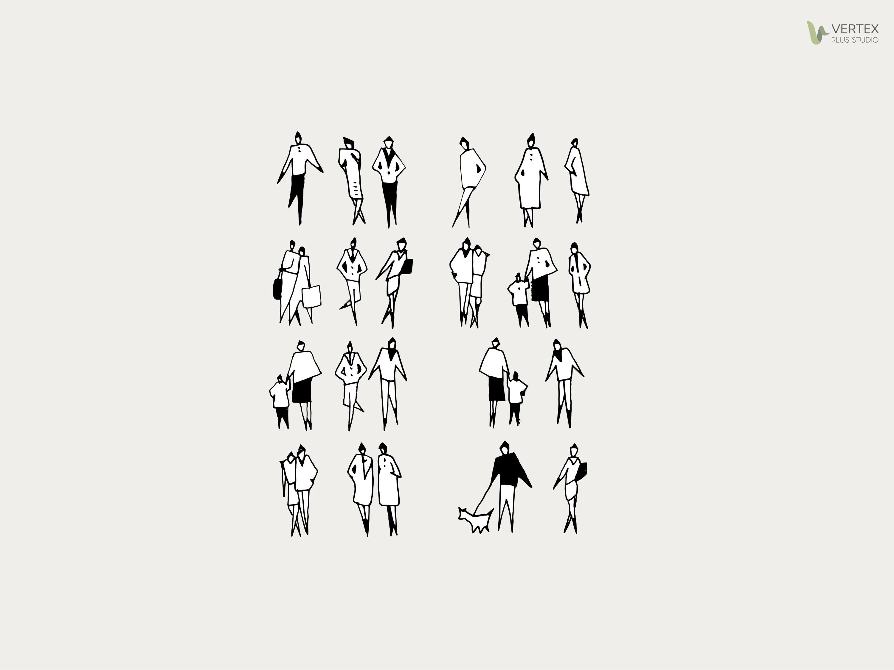 Architectural People Sketch | Hand Sketch Different Styles | PNG, PSD ...