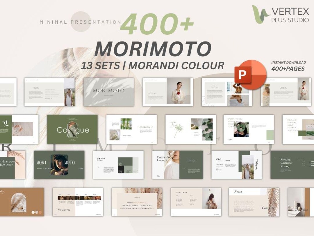400+ Slides 13 Sets | Morimoto Morandi Template | Minimal | Powerpoint ...
