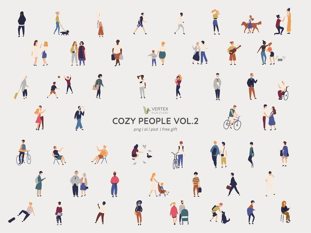 Cozy People Vol.2 | PNG, PSD, Ai | Vector Human | Architecture and ...