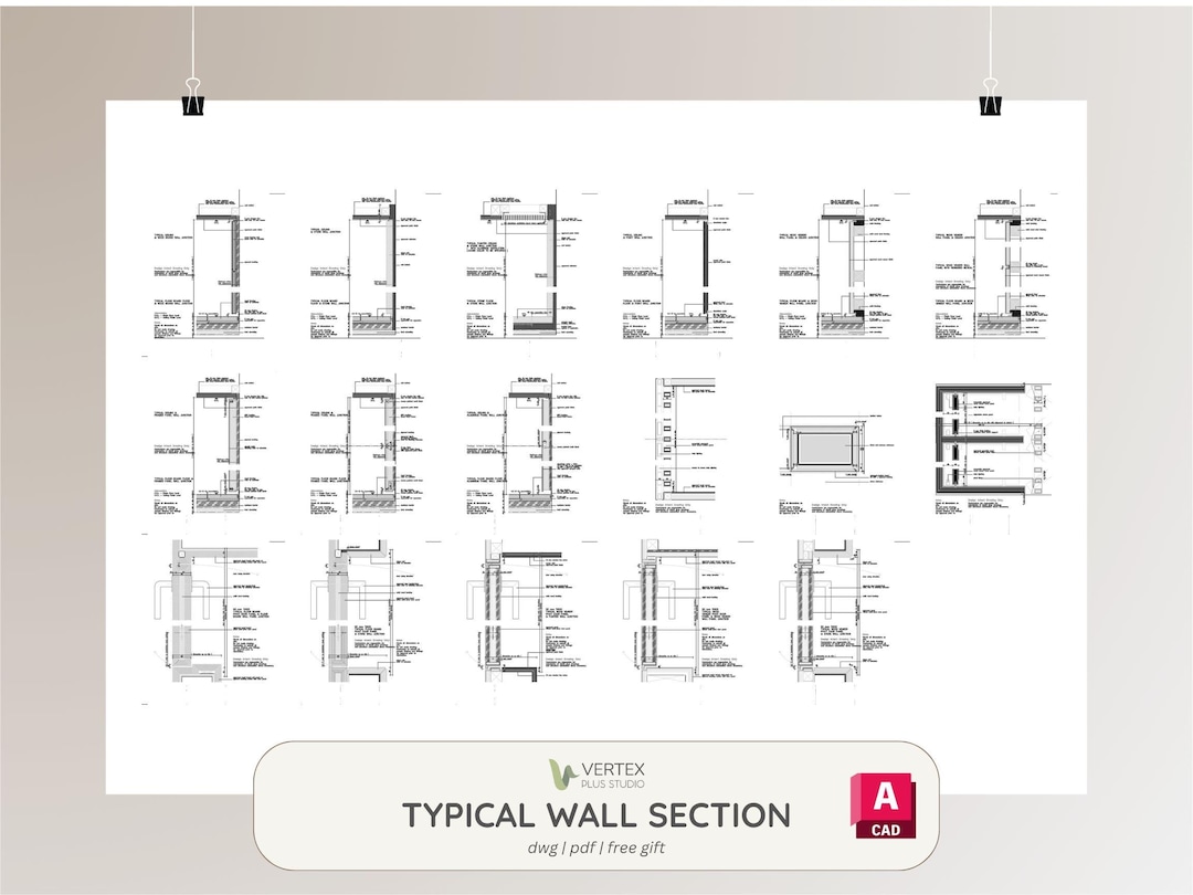 Wall Section Autocad Template | Interior Design DWG (digital Download ...