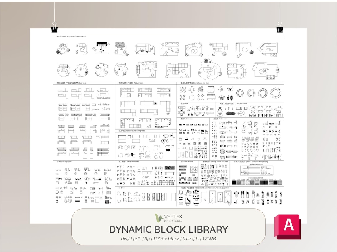 Dynamic Autocad Block Library Vol.1 | 1000+ | Full Block Set DWG ...