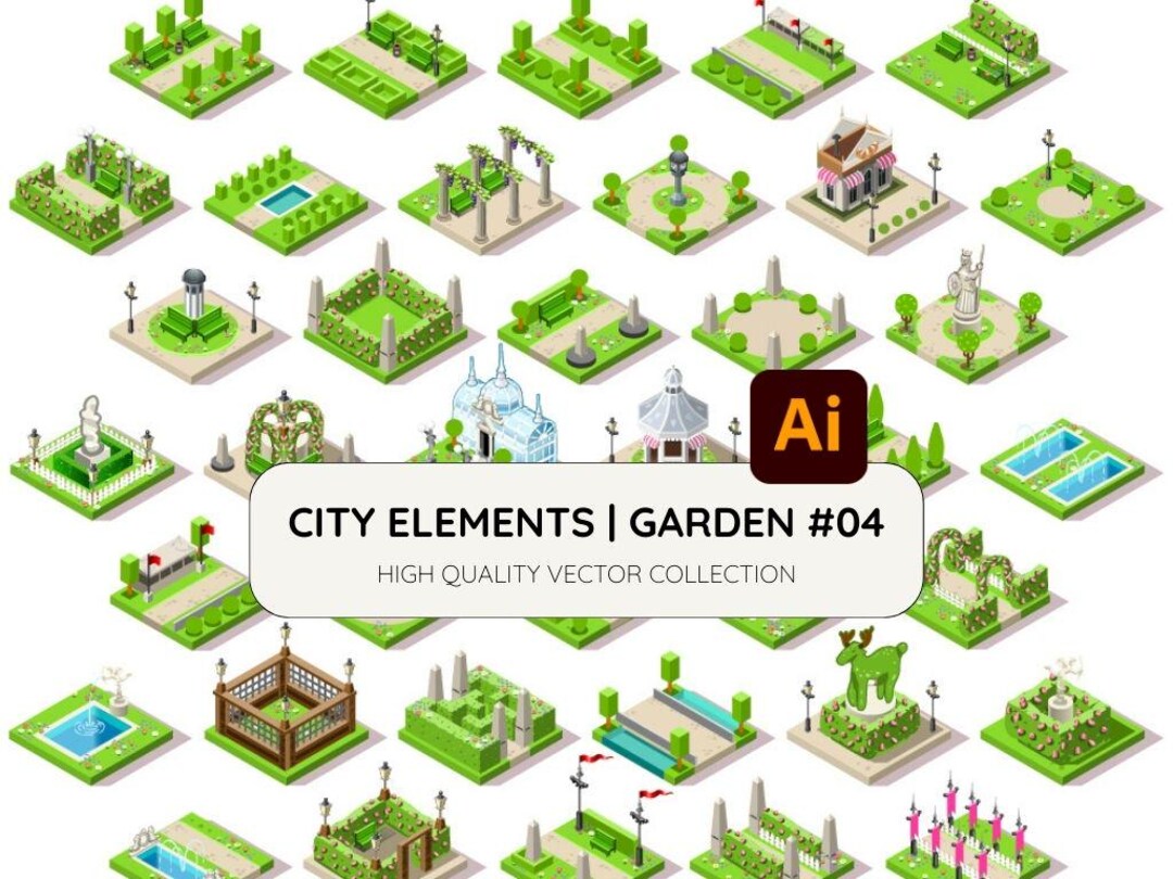 Urban Architecture Clipart | City Elements Vector Collection (EPS, PNG ...