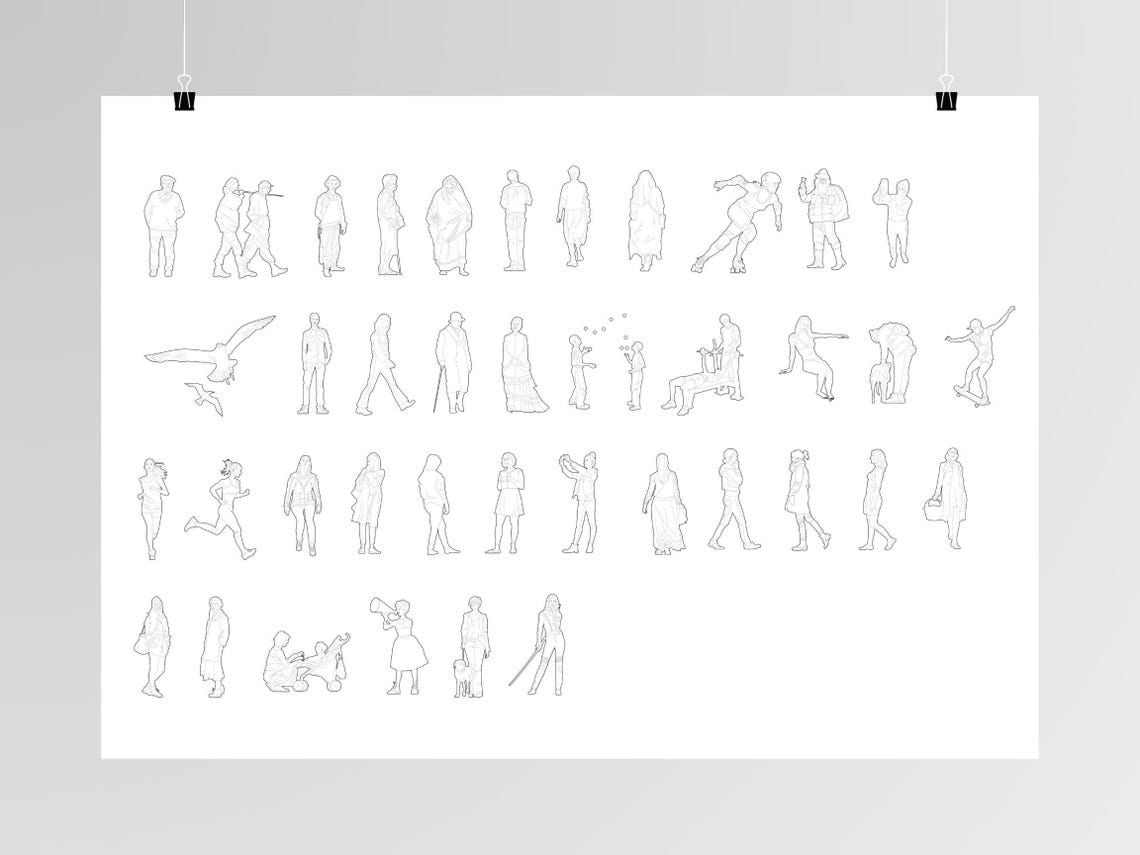 Architectural People Illustrations | Outline Human Figures, CAD Vector ...