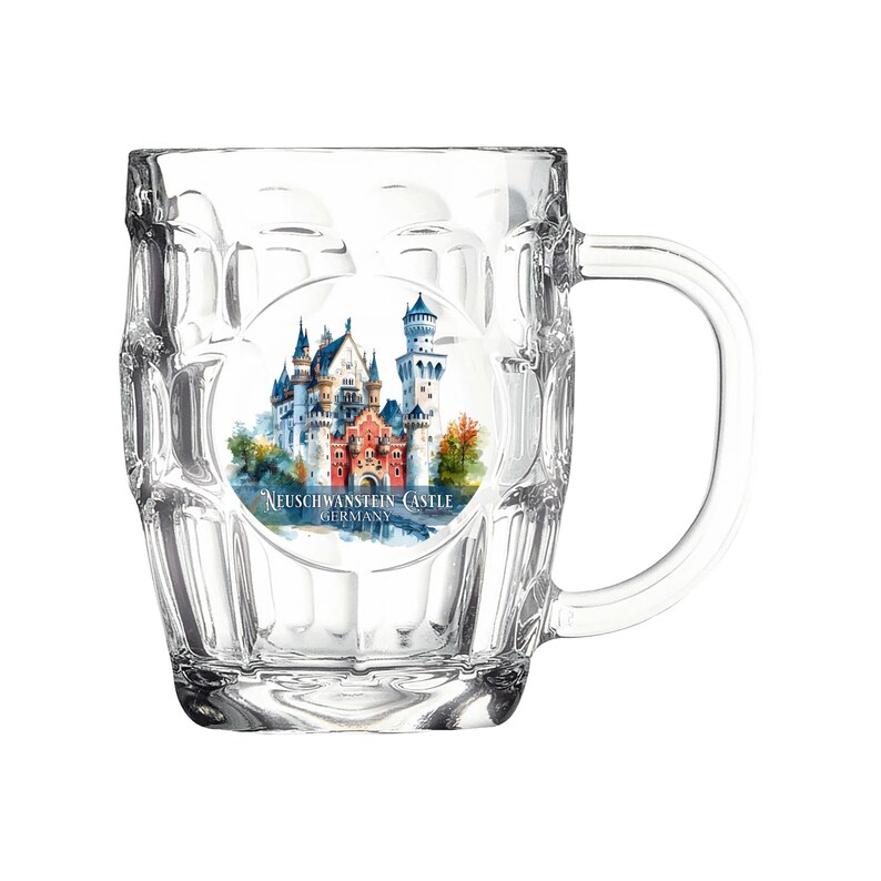 German Beer Glass Neuschwanstein Castle Schloss Dimple Mug Glass Beer ...
