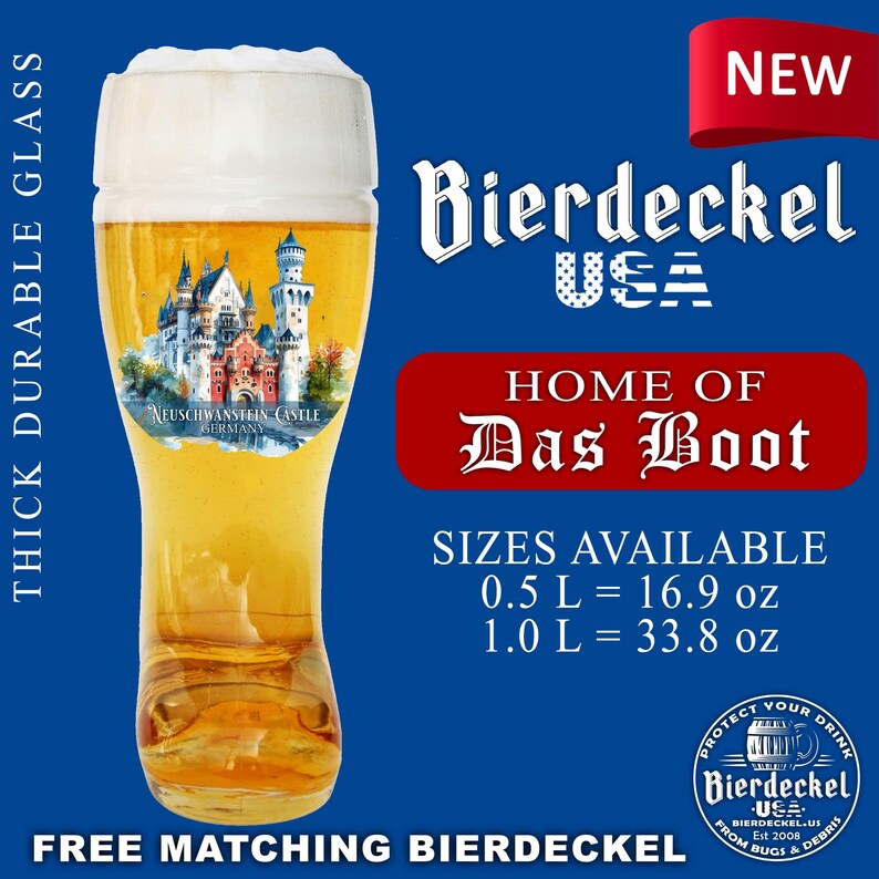 German Beer Glass Neuschwanstein Castle Germany Empire Das Boot Glass ...
