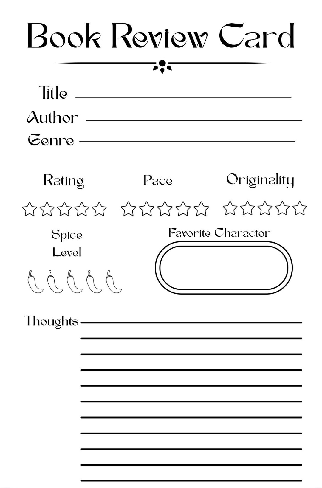 Book Review Card - Etsy