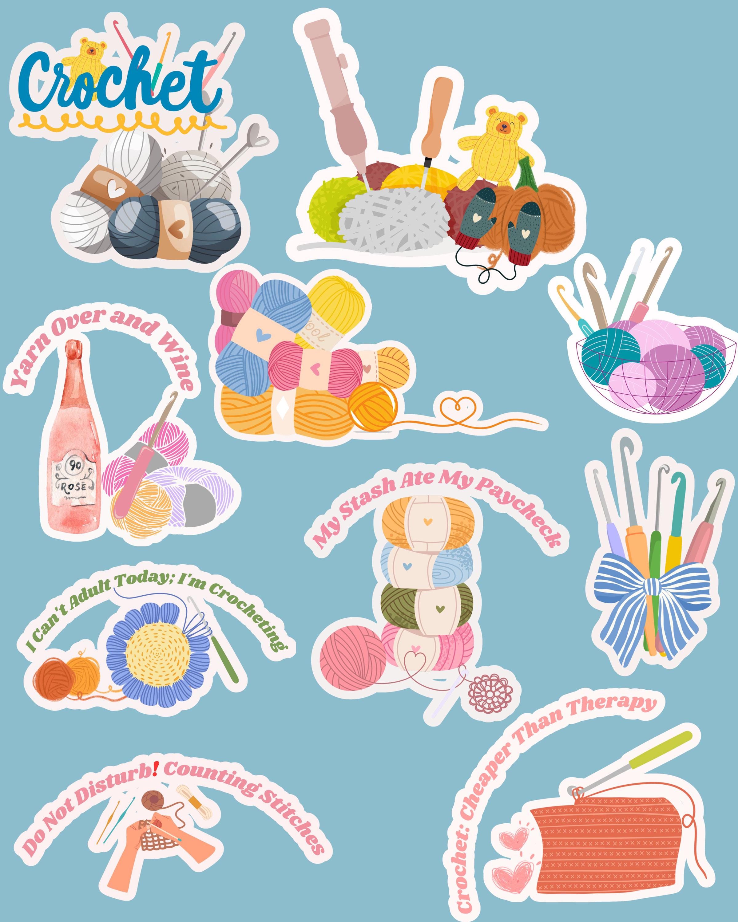Funny Crochet Sticker Pack PNG - Printable Digital Stickers for ...