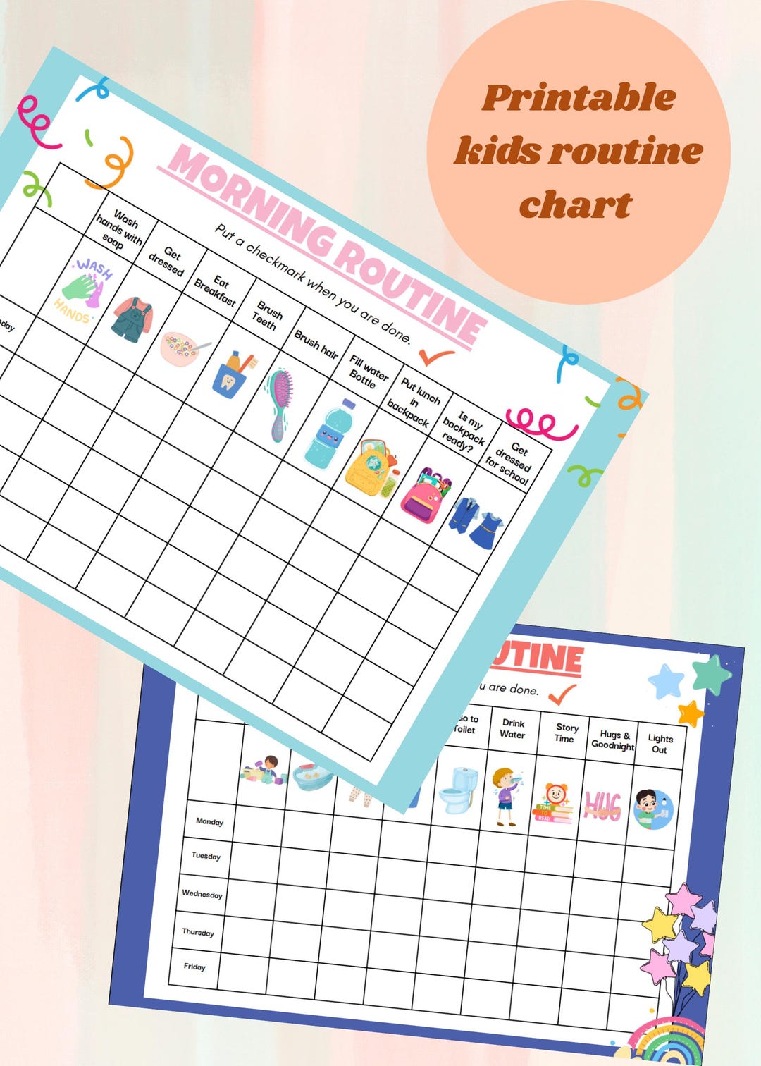Printable Kids Routine Chart – Instant Digital Download | Printable ...