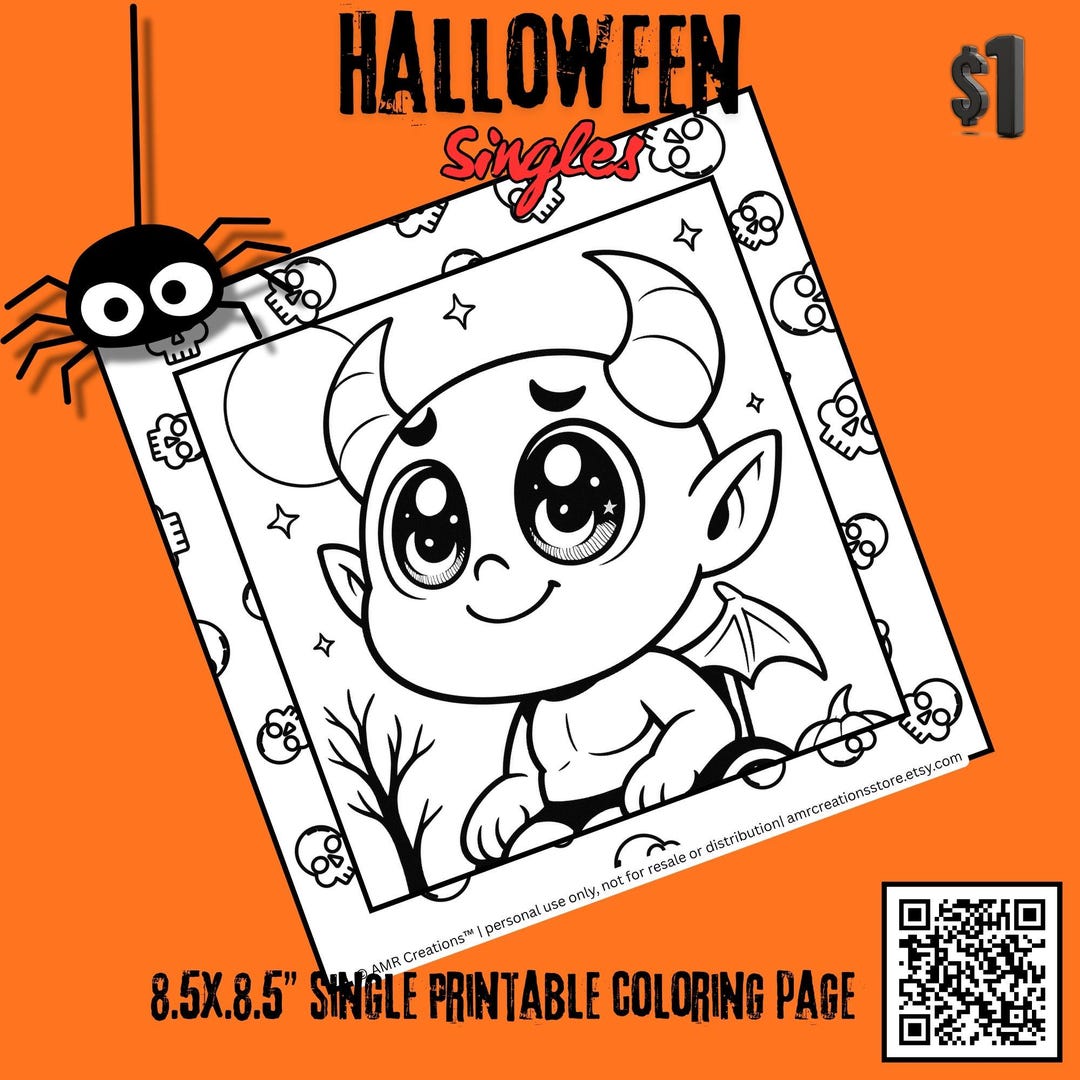 Spooky Cute Halloween Coloring Page | Wheelie Imp Printable (digital ...