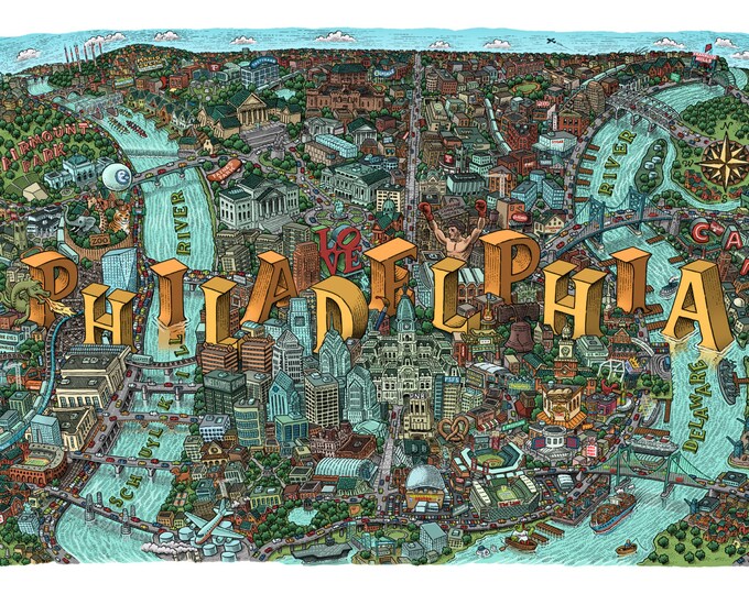 Philadelphia Map - Etsy