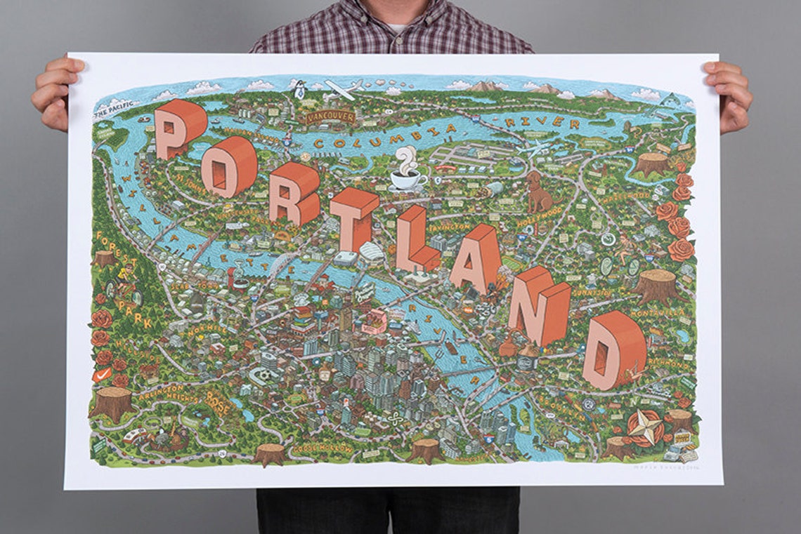Portland Map | Etsy